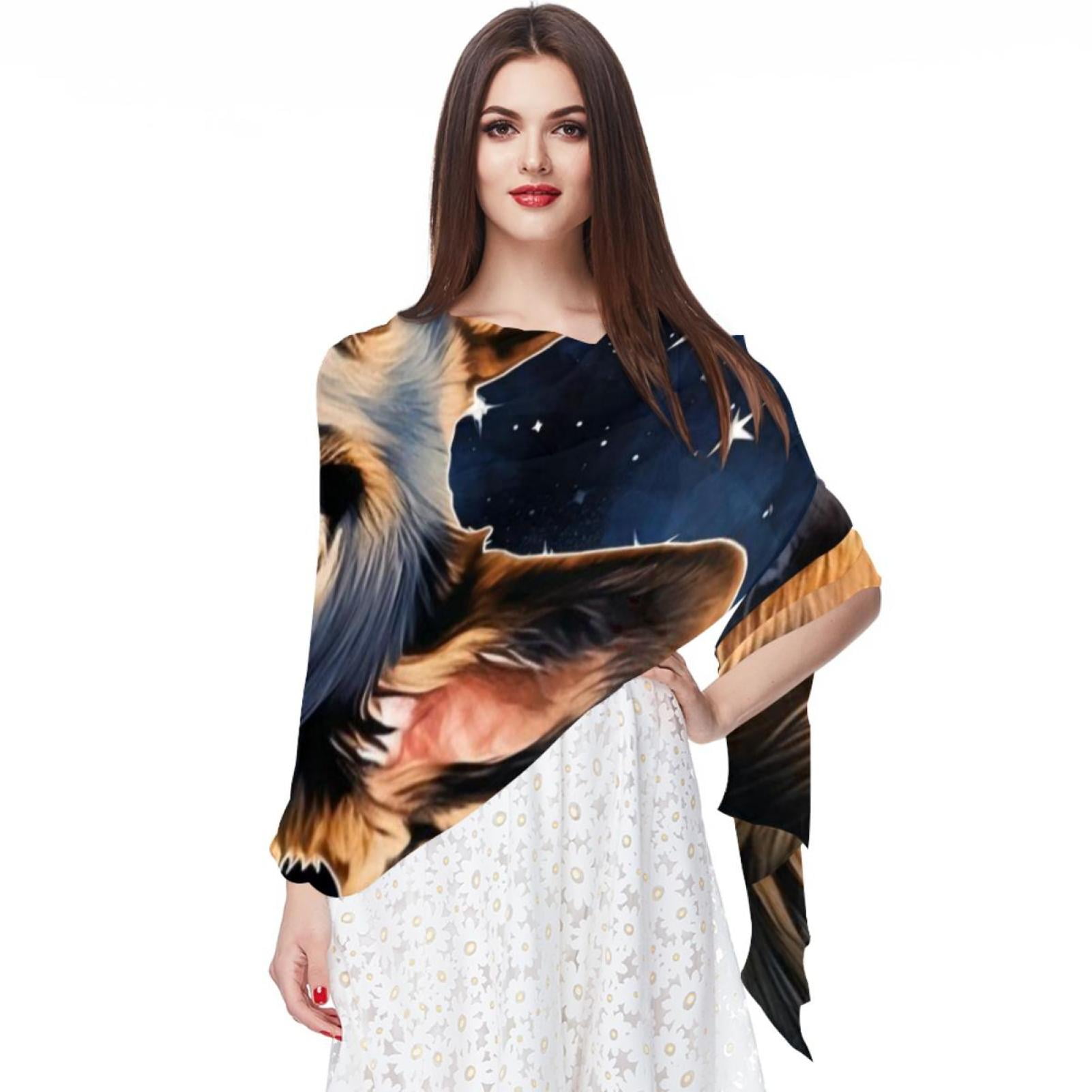 Shepherd Dog Elegant Chiffon Silk Scarf for Women | Translucent, Light ...