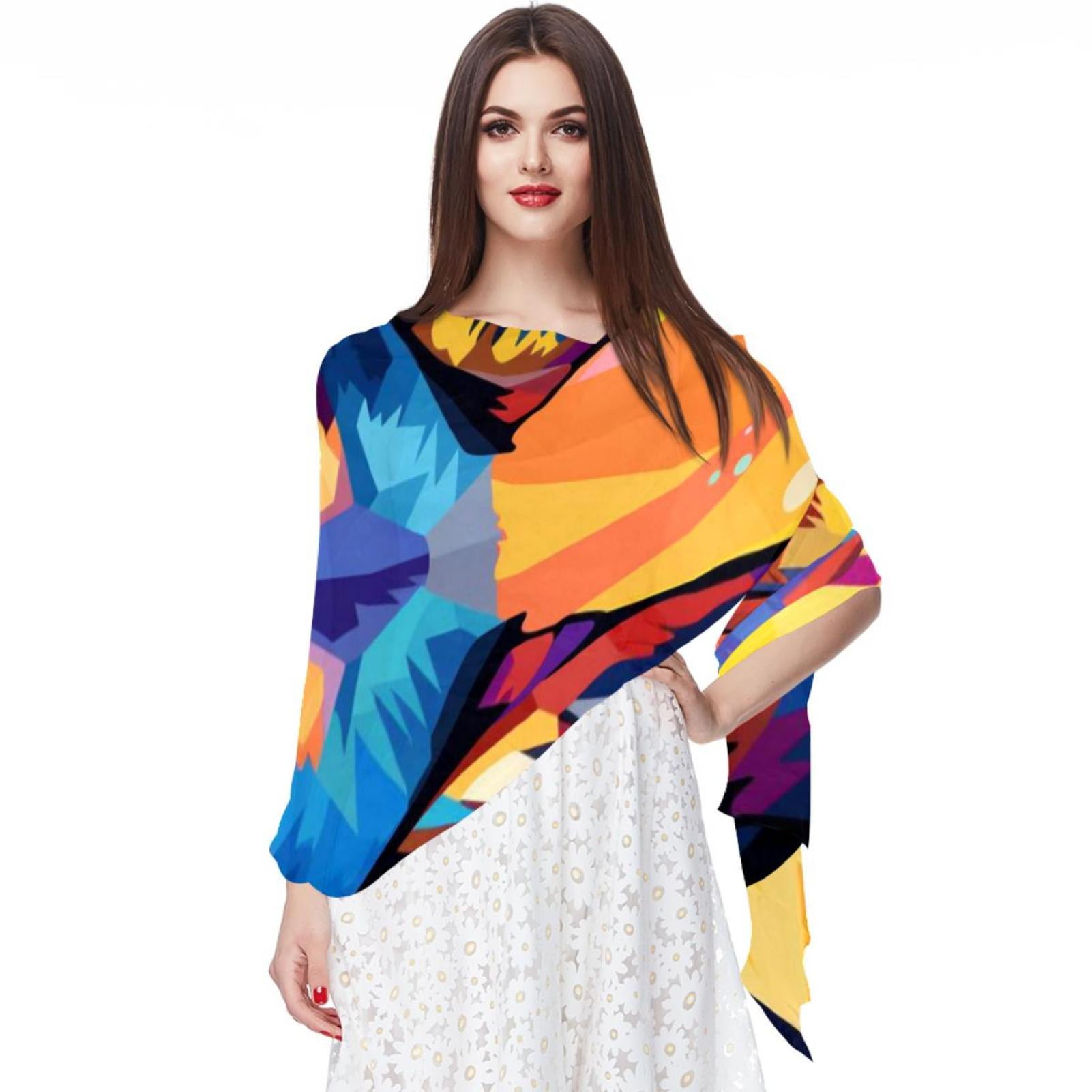 Shepherd Dog Elegant Translucent Chiffon Silk Scarf 180*73 - Light Breathable Sheer Wrap for ...