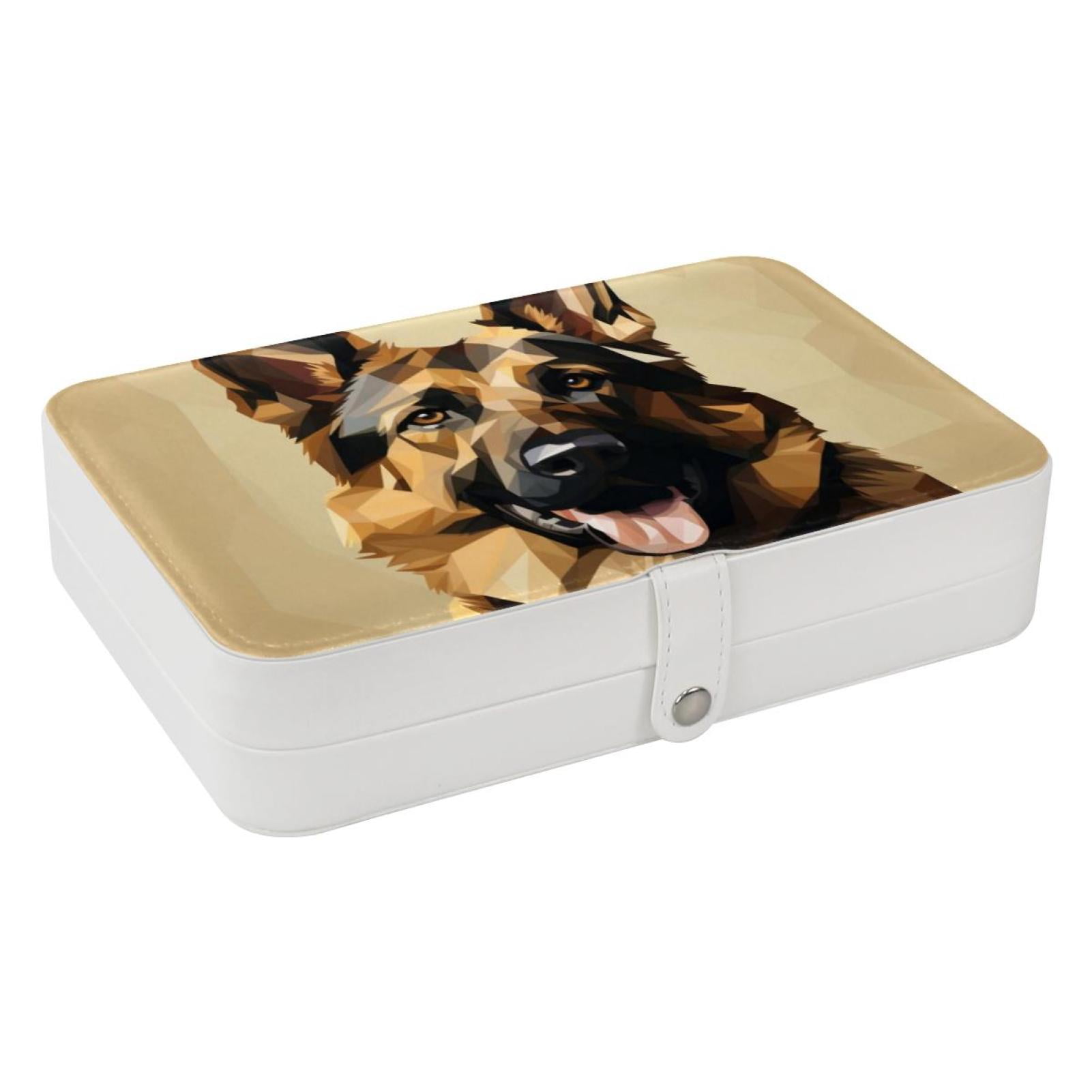 Shepherd Dog Jewelry Boxes PU Leather Necklace Holder Travel Organizer ...