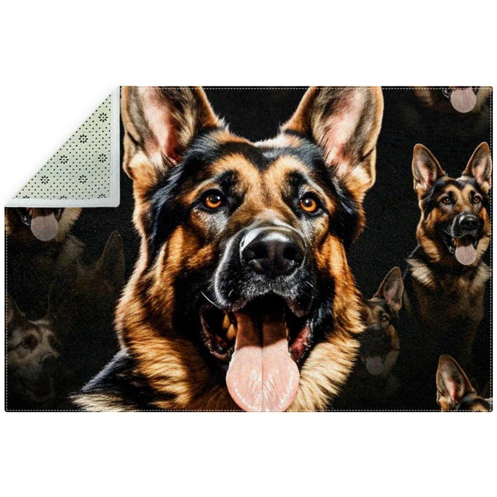 Shepherd Dog Polyester Welcome Mat - Indoor/Outdoor Door Mat with Right ...