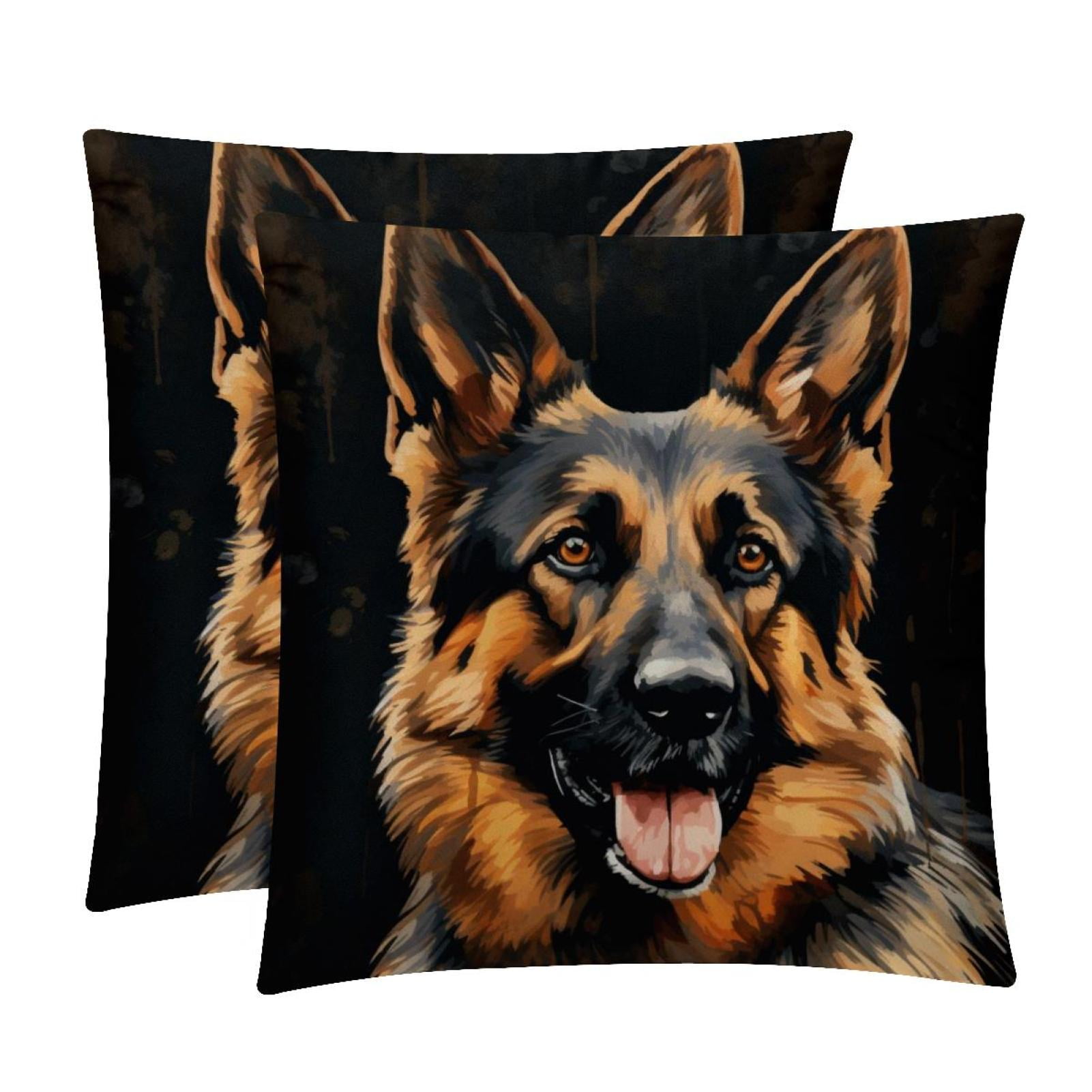 Shepherd Dog Velvet Throw Covers Pillows with Unique Patterns - Set of ...