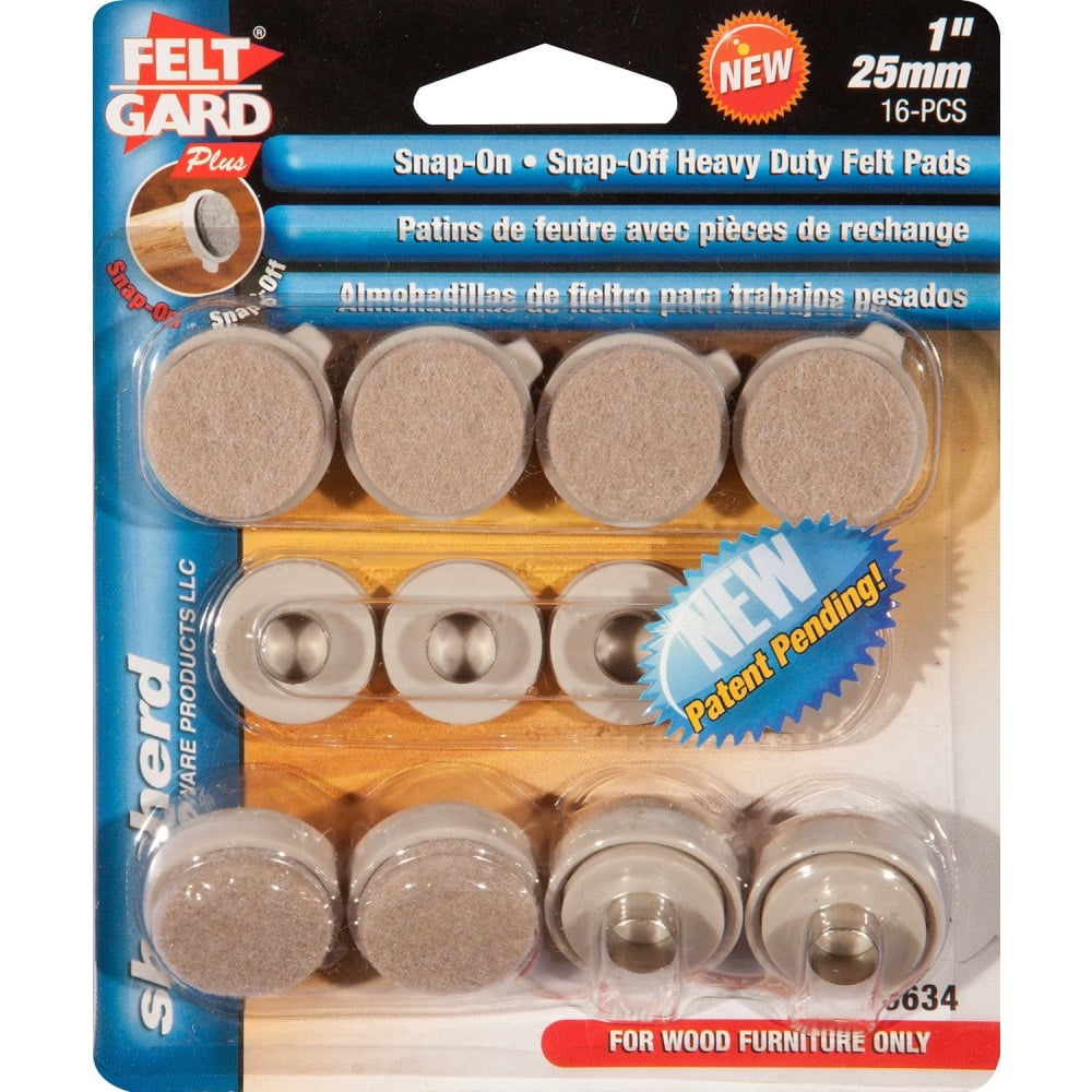 Shepherd Hardware 1 inch Snap-On Snap-Off Felt Furniture Pads, 8 Count ...