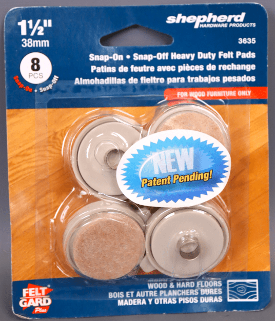 Shepherd Hardware Snap-On/Snap-Off Pads Beige Felt Underside, 4 Bases 4 ...