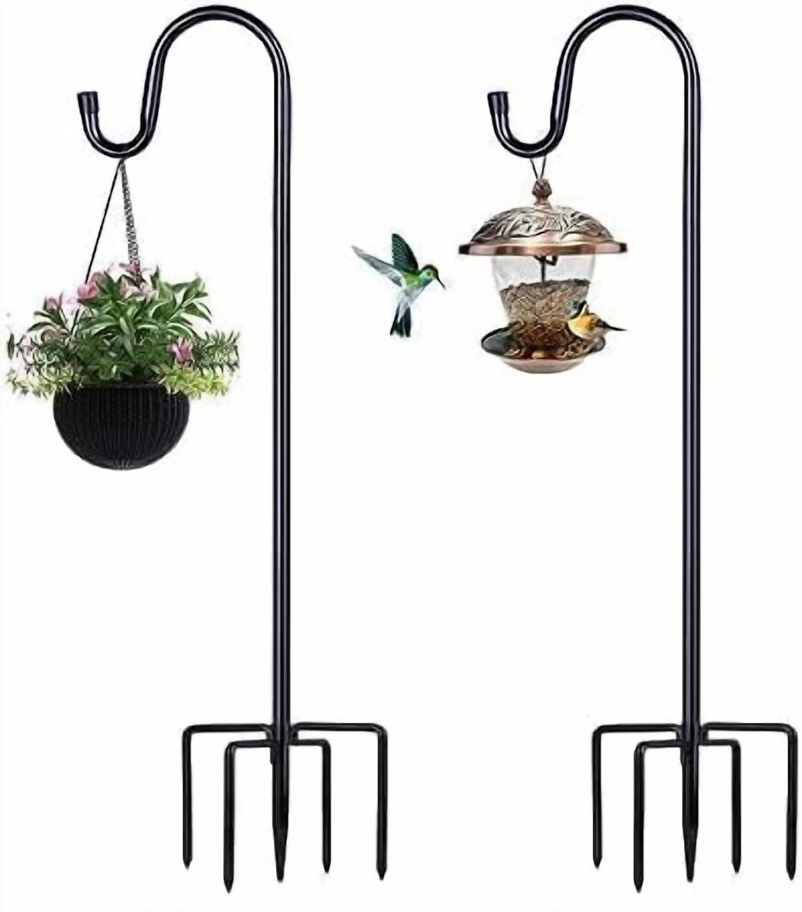 Shepherd Hooks - 2 Pack 46 Inch Bird Feeder Pole with 5 Prongs Base for ...