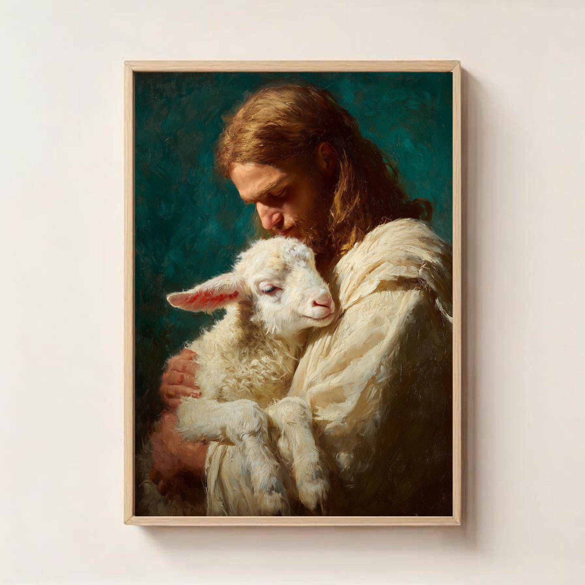 The Shepherd’S Sweet Embrace, Jesus Art Print, Religious Wall Art ...