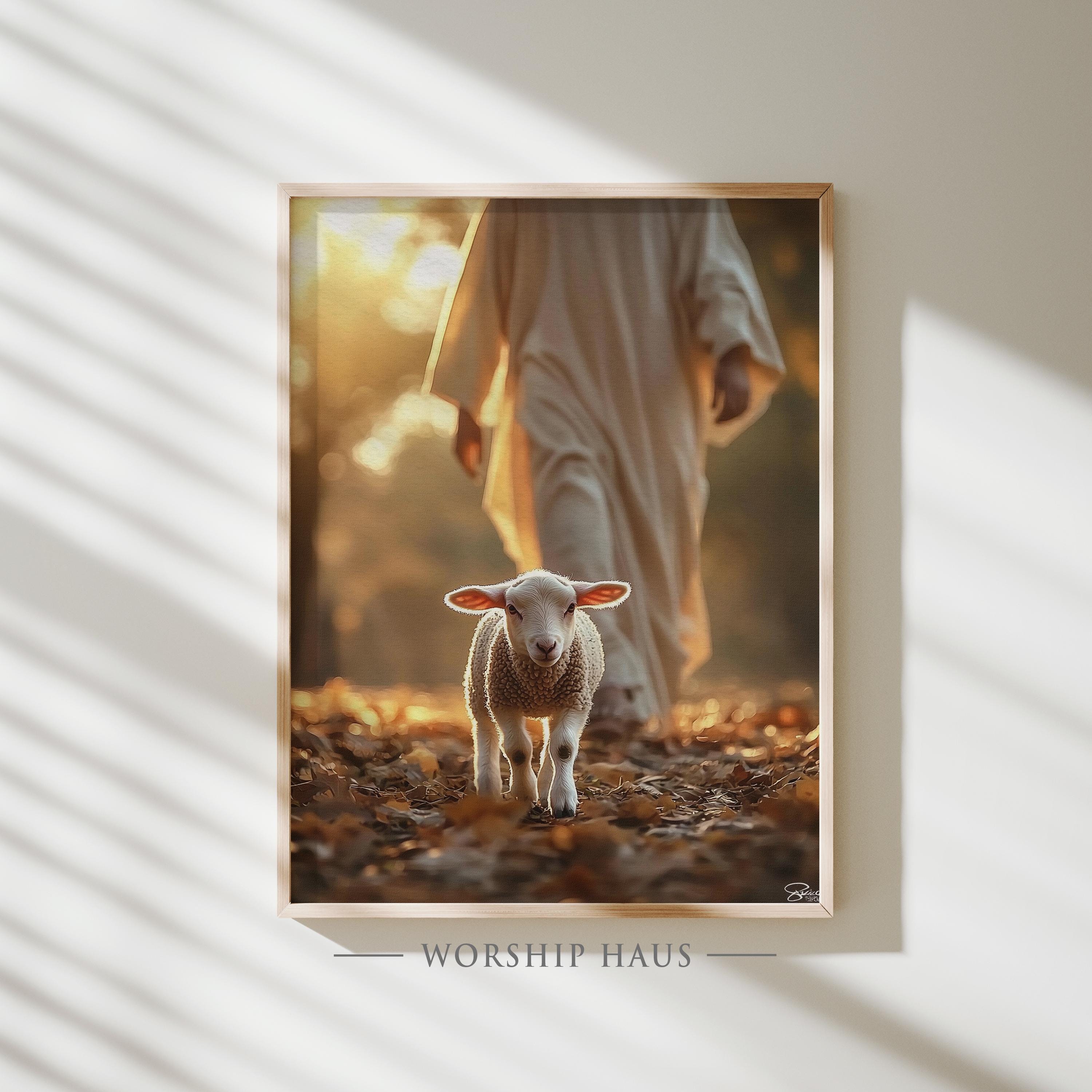 The Shepherd Walks With His Lamb Modern Christian Art Jesus And Lamb ...