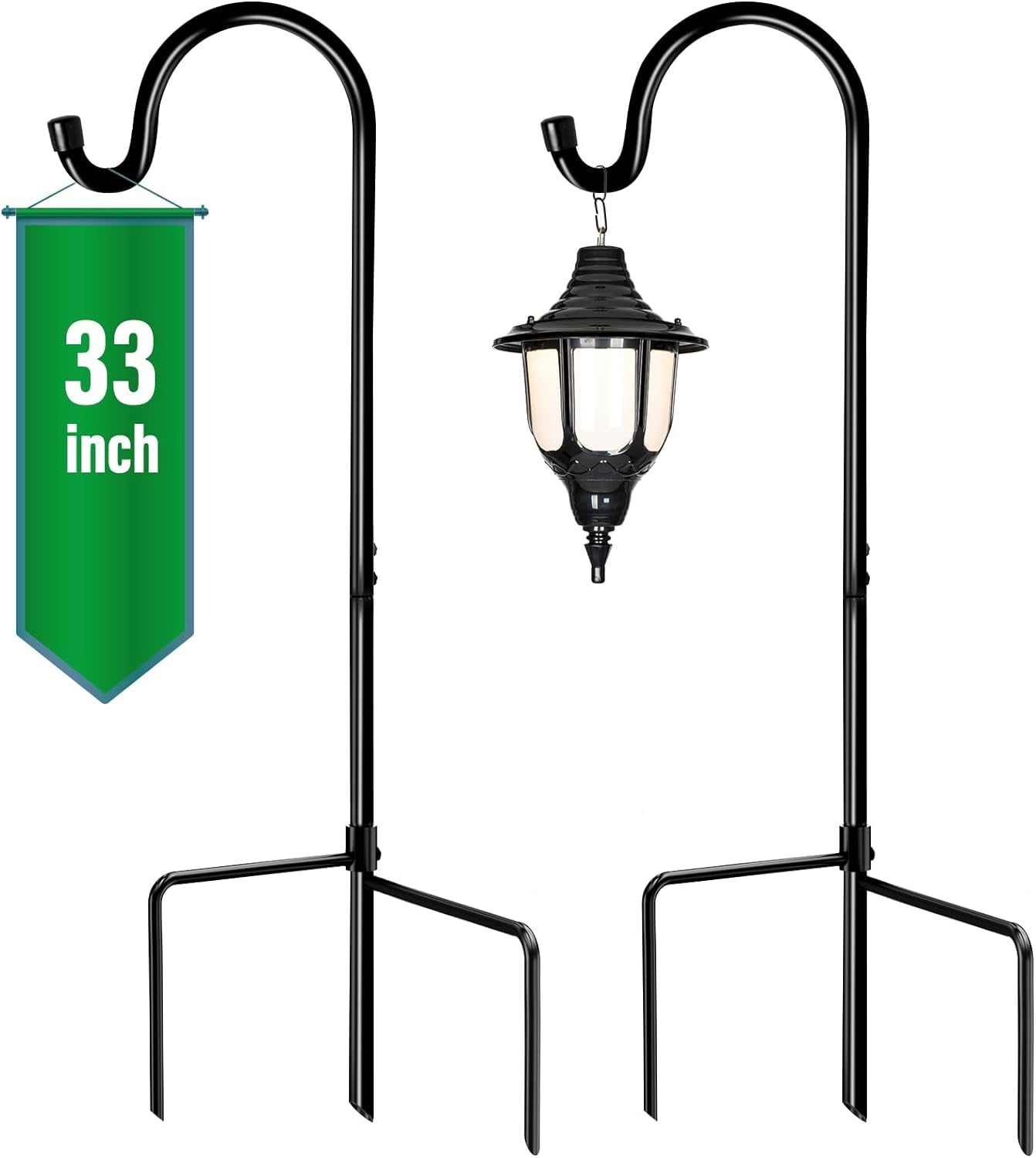 Shepherd’s Hooks 2 Pack Black, 65 inches Tall, Adjustable Garden Hook ...