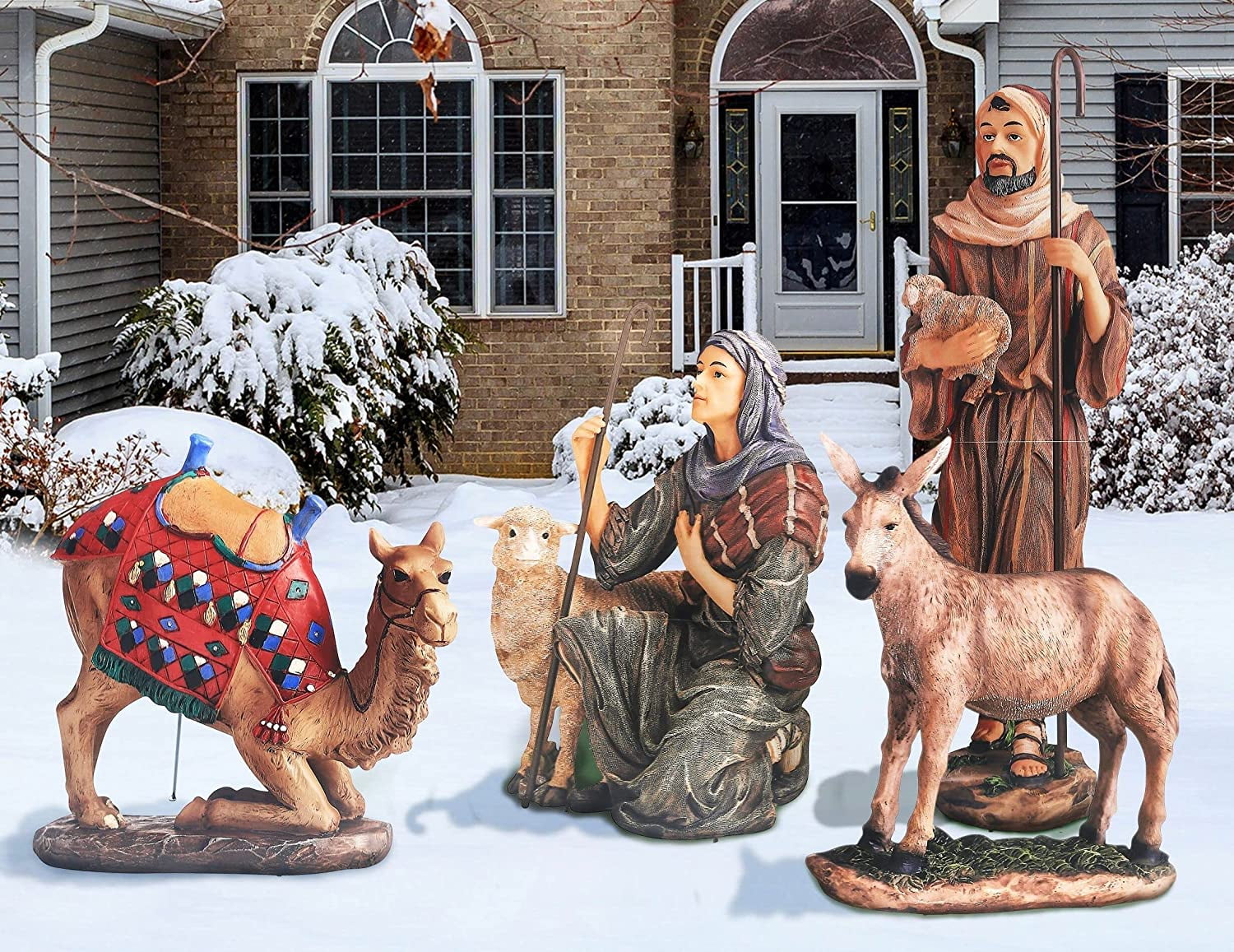 Shepherds, Donkey and Kneeling Camel for Outdoor Christmas Nativity ...