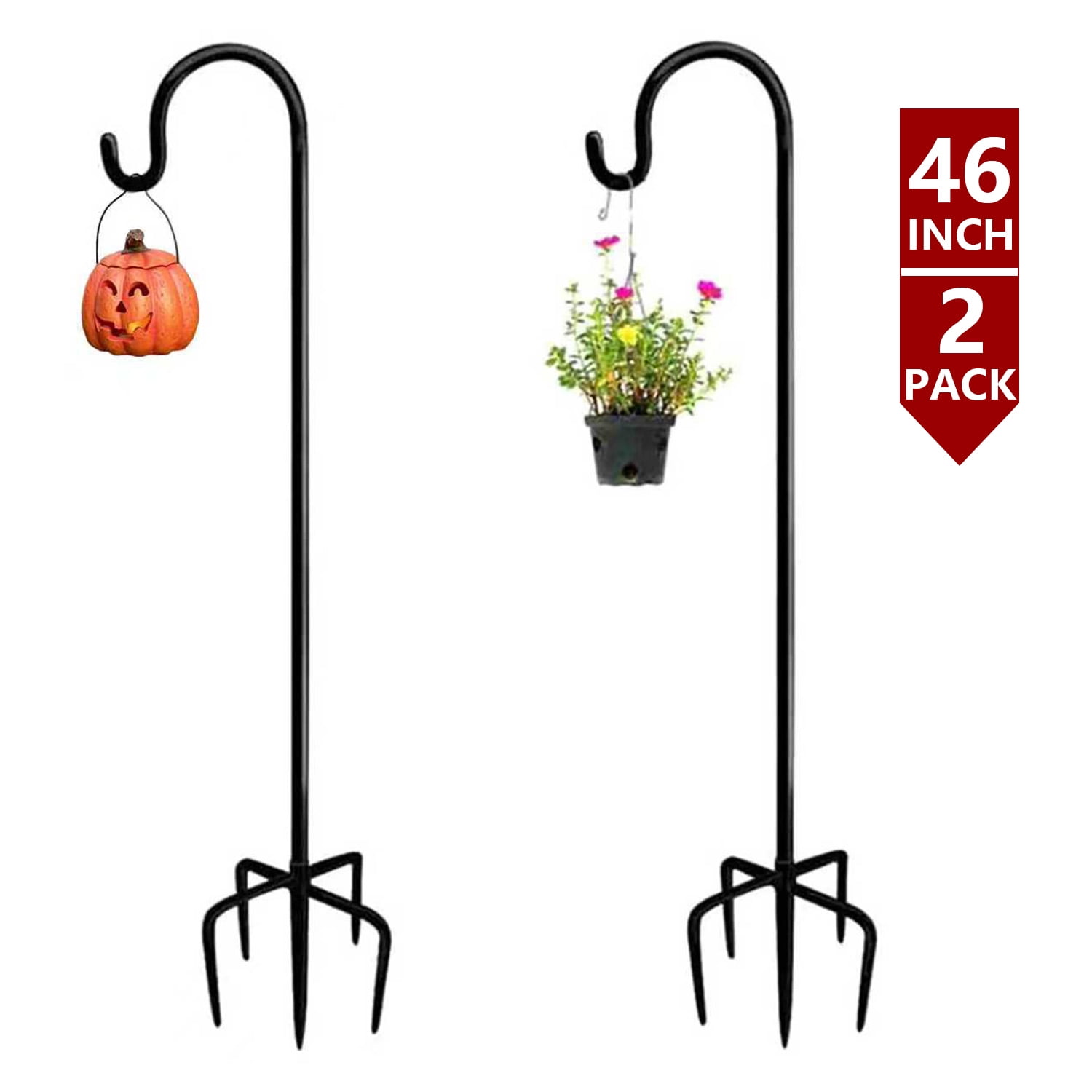 Shepherds Hook 2 pack 46 inches Adjustable Height with 5 prong Base for ...