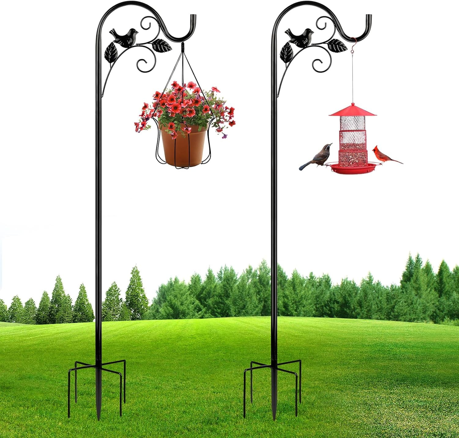 Shepherds Hooks for Outdoor Hummingbird Bird Feeder Pole Hanger 67 ...