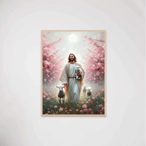 Shepherds Love Christian Art Jesus Good Shepherd Smiling Wall Bible ...