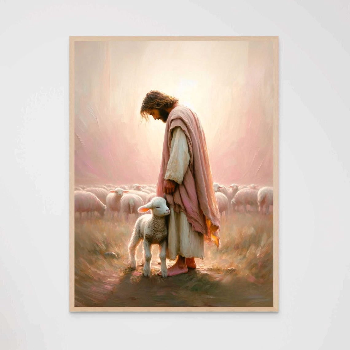 Shepherds Love Modern Christian Art Jesus And Lamb Picture Of Christ ...