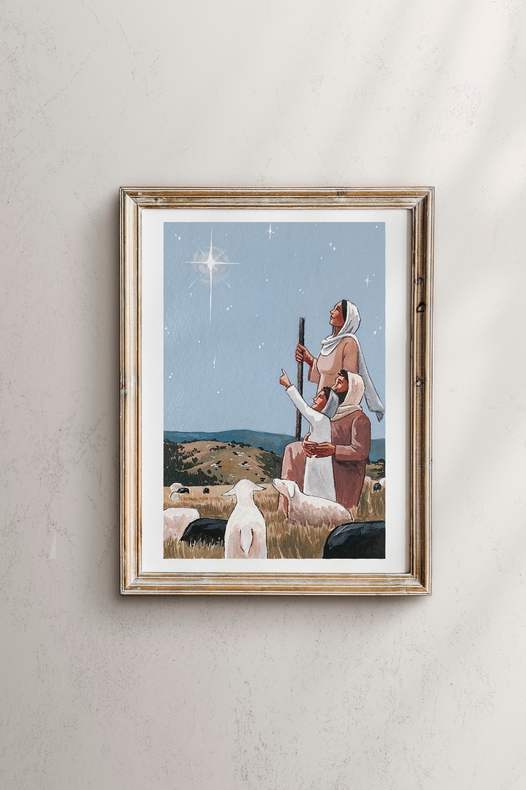 Shepherds Nativity Art Print, Bethlehem Kristmas Scene Warm Present ...