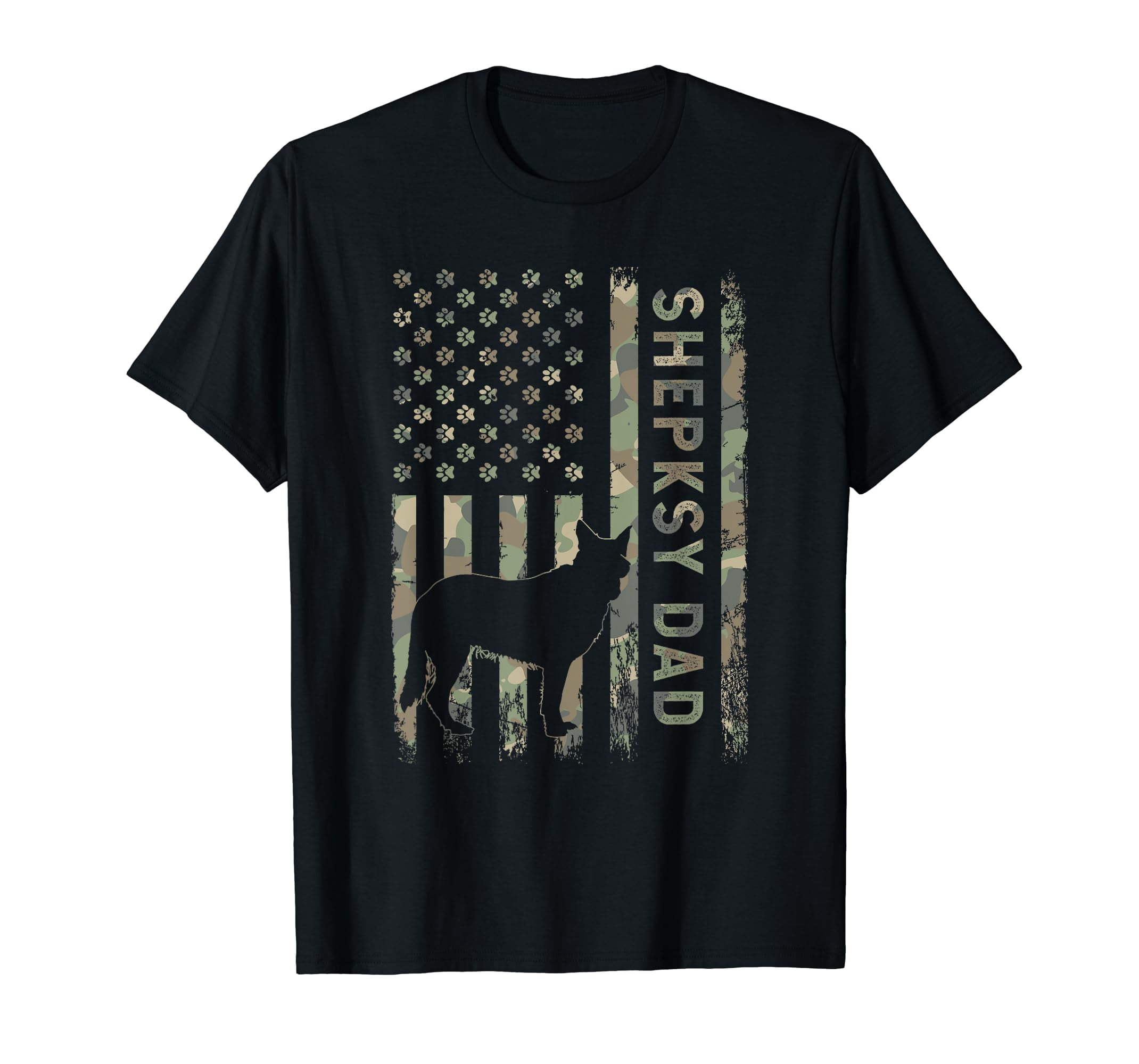 Shepsky Dad German Shepherd Husky Camo USA Flag T-Shirt - Walmart.com