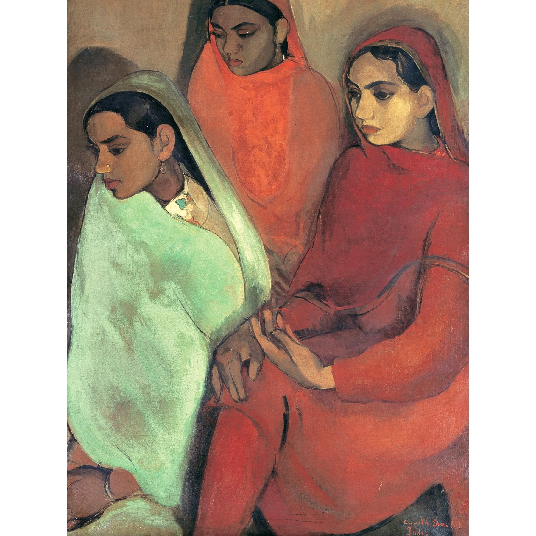 Sher-Gil Group Three Girls Painting Extra Large Art Print Wall Mural ...