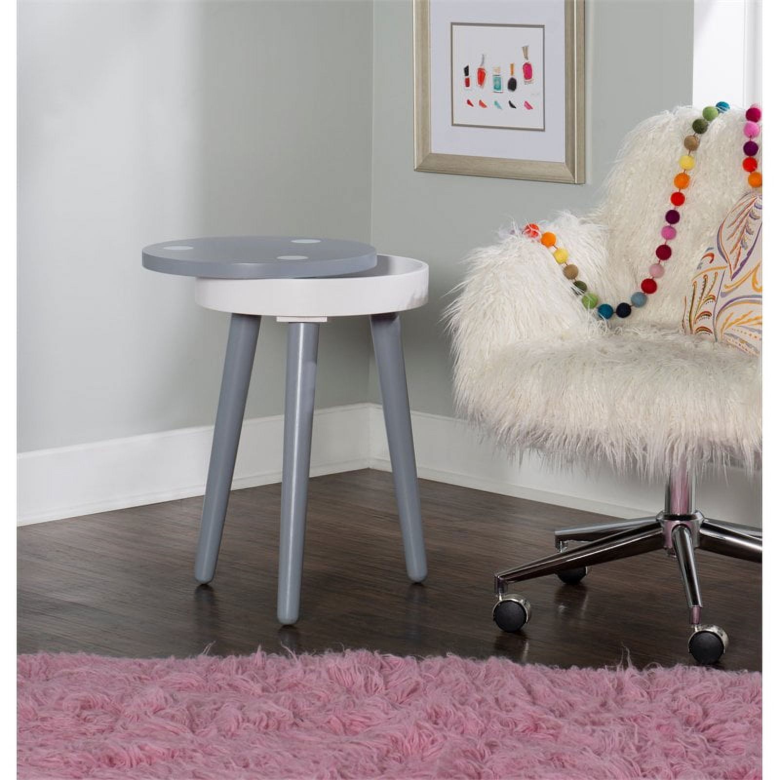 Sherbert Kid's Side Table with Storage, White and Gray - Walmart.com