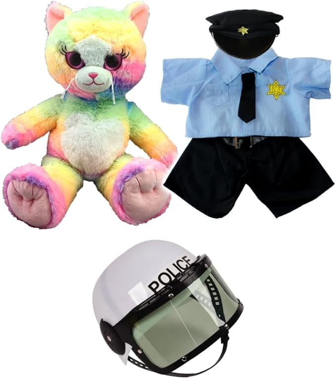 Sherbet Kitty 16-Inch Stuffed Plush Toy with Kids Toy Police Helmet ...