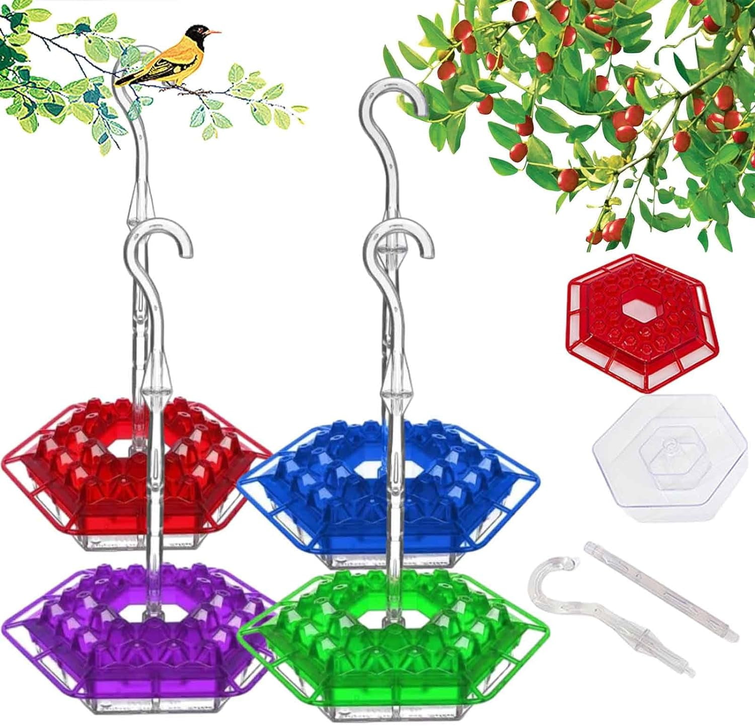 Sherem Hummingbird Feeder, Hummingbird Feeders for Outdoors Hanging Ant ...