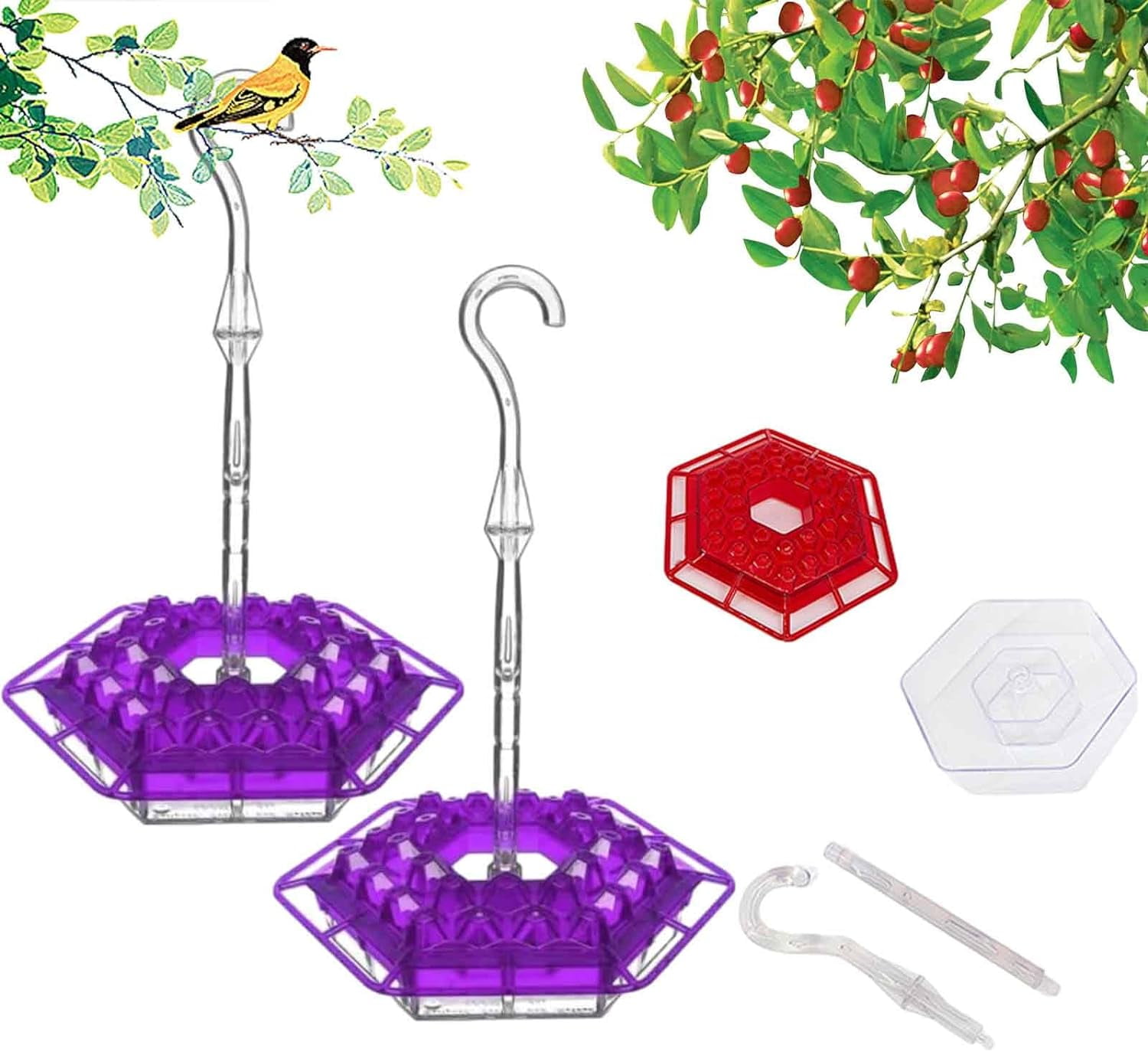Sherem Hummingbird Feeder, Hummingbird Feeders for Outdoors Hanging Ant ...