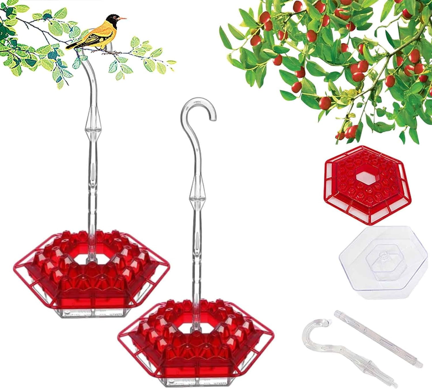 Sherem Hummingbird Feeder, Hummingbird Feeders for Outdoors Hanging Ant ...