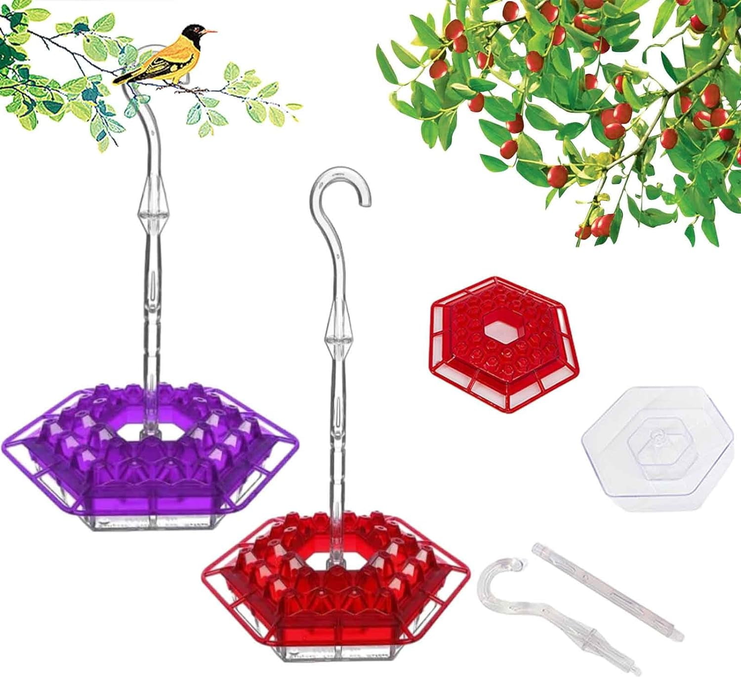 Sherem Hummingbird Feeder, Hummingbird Feeders for Outdoors Hanging Ant ...