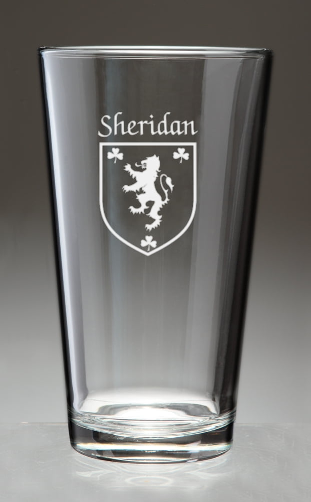 Sheridan Irish Coat of Arms Pint Glasses - Set of 4 (Sand Etched ...