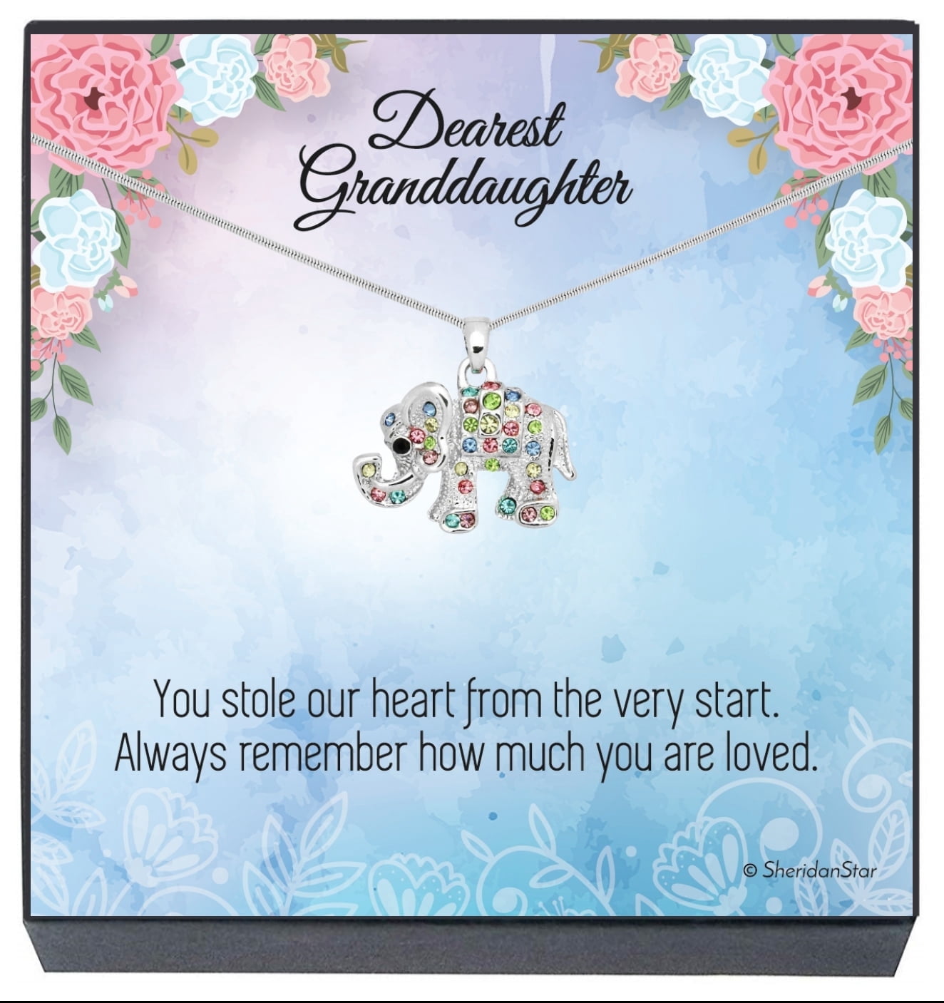 SheridanStar Granddaughter Multicolor Elephant Pendant Necklace on ...