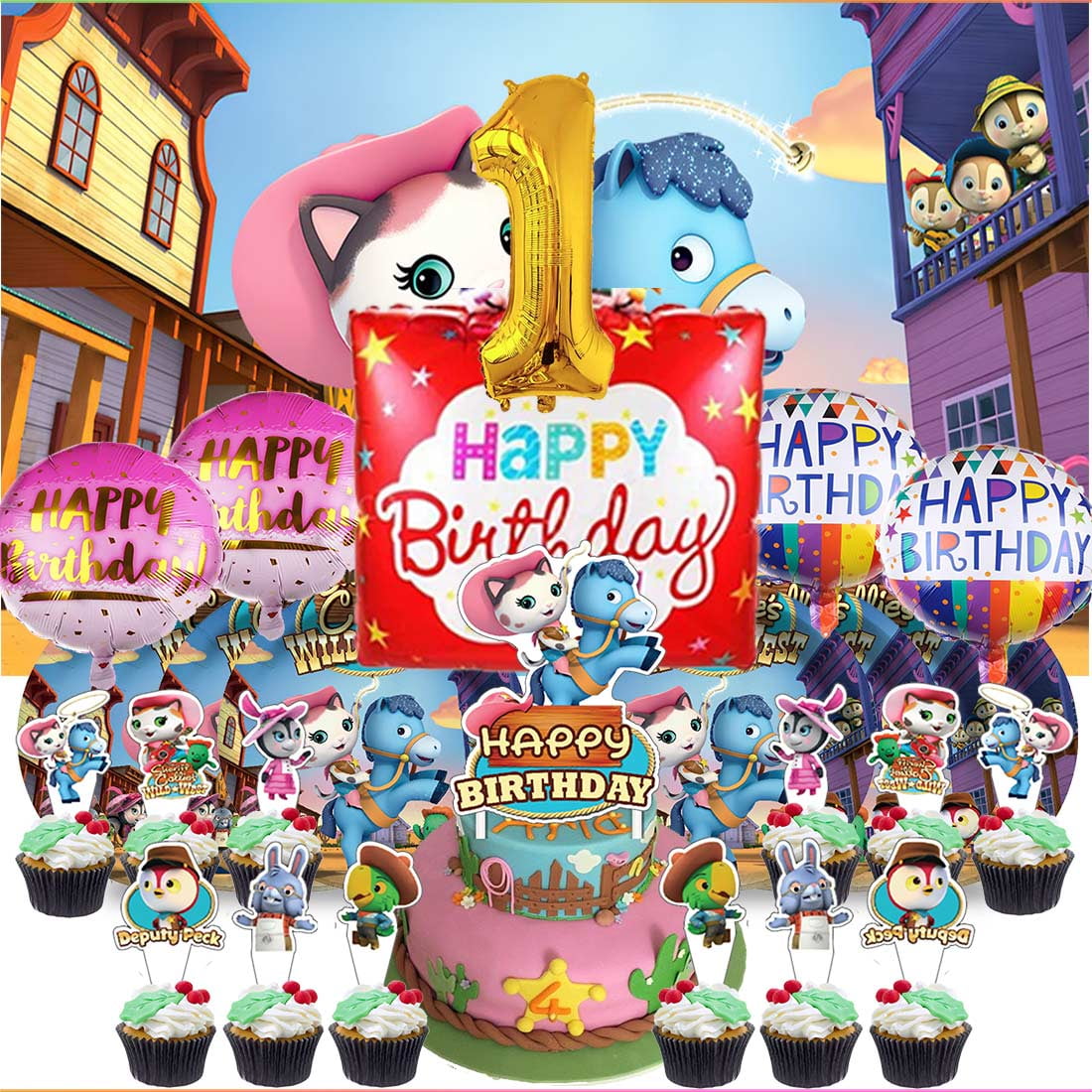 Sheriff Callie Wild West 1st Tableware Balloons Cake Toppers Backdrop ...