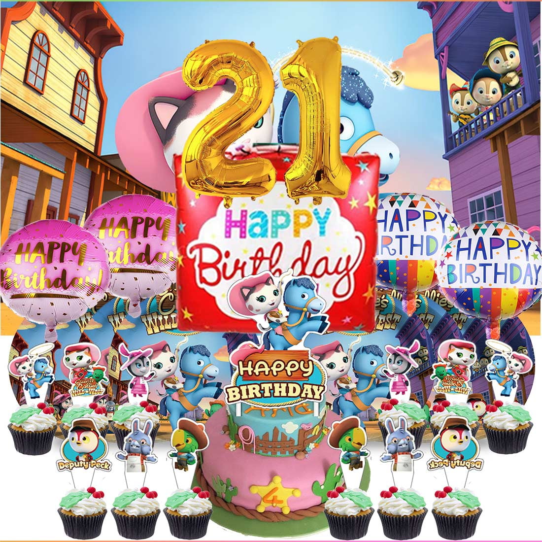 Sheriff Callie Wild West 21th Tableware Balloons Cake Toppers Backdrop ...