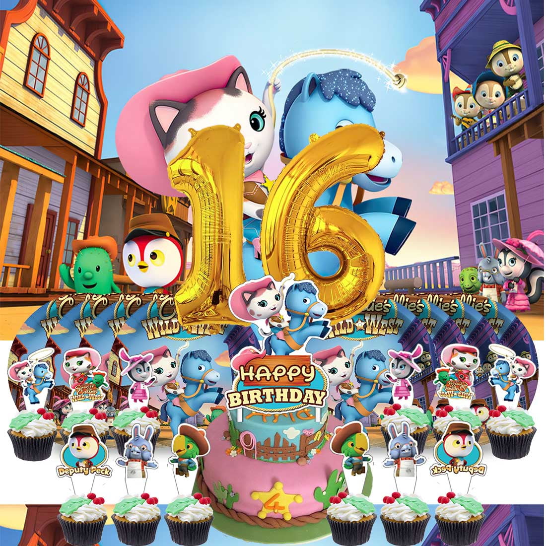 Sheriff Callie Wild West Balloons Party Supplies 16th Decor Tableware Birthday Cake Topper ...