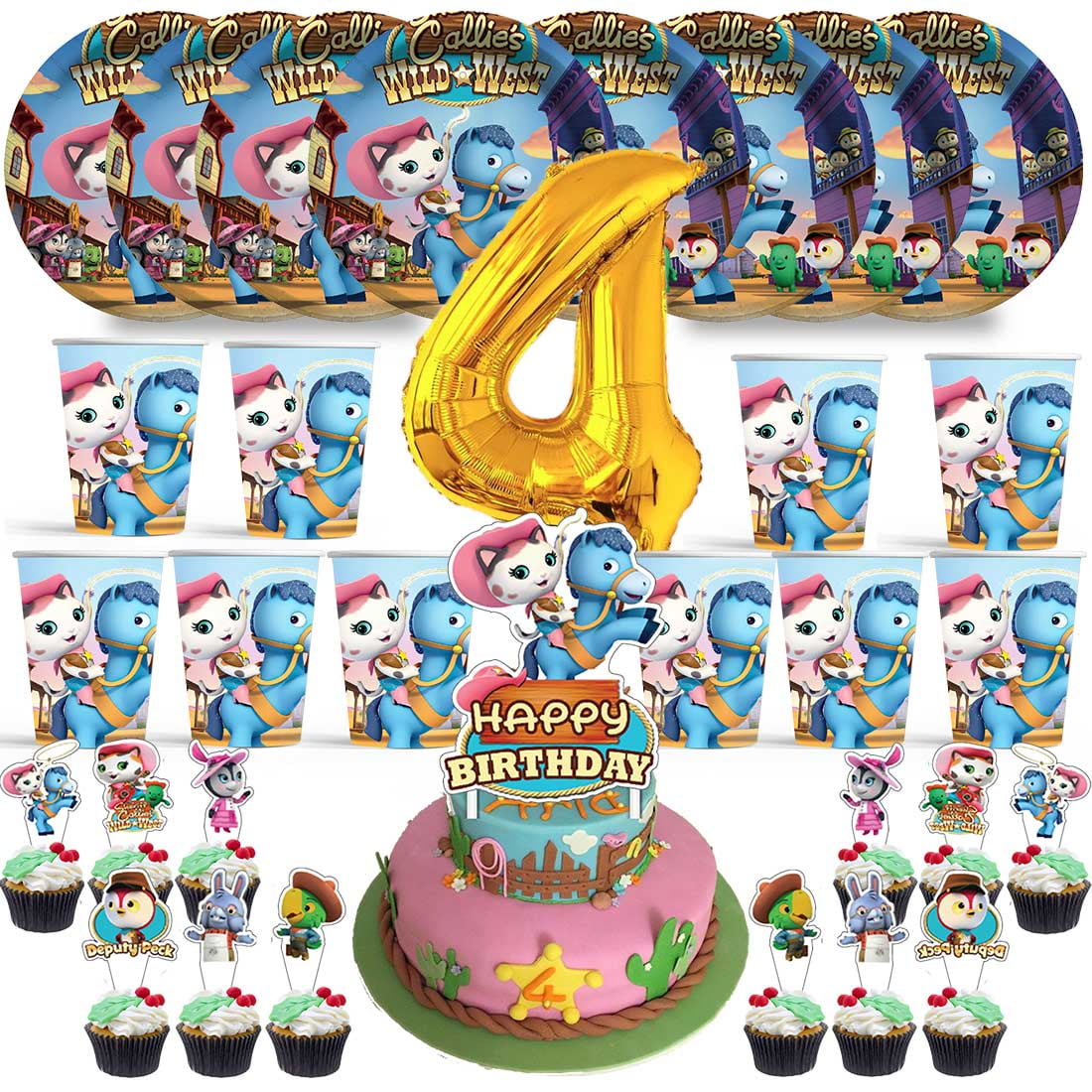 Sheriff Callie Wild West Birthday 4th Cups Party Supplies Plates Fans ...