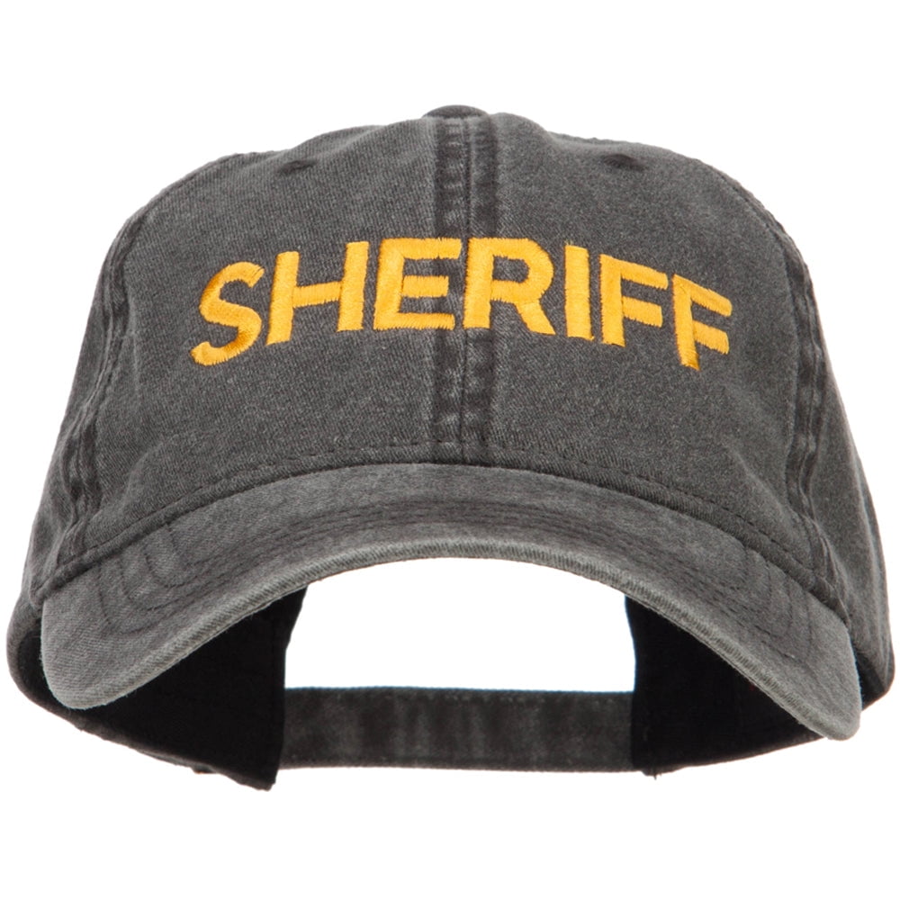 Sheriff Embroidered Washed Buckled Cap - Black OSFM - Walmart.com