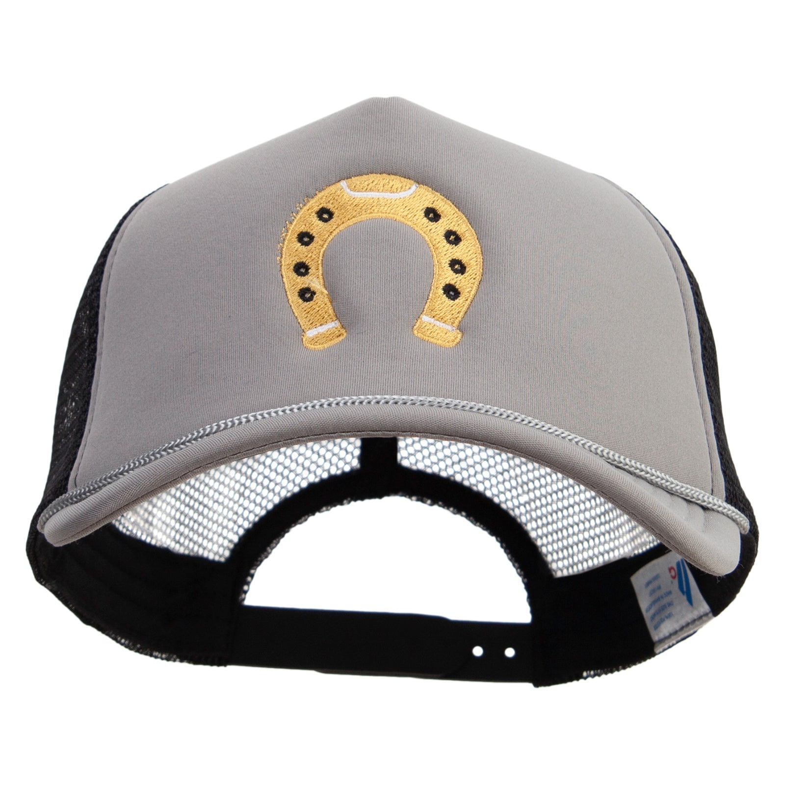 Sheriff Horseshoes Logo Embroidered Summer Foam Mesh Trucker Cap - Grey ...