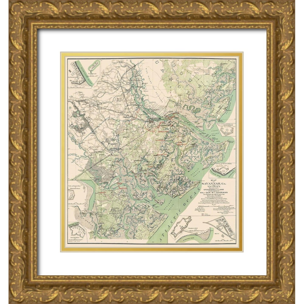 Sherman 12x13 Gold Ornate Wood Framed with Double Matting Museum Art ...