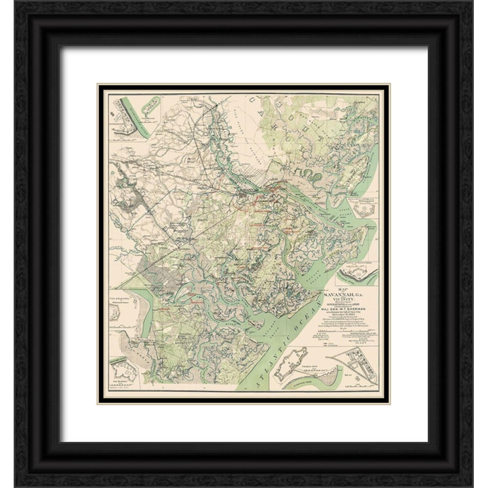 Sherman 15x16 Black Ornate Wood Framed with Double Matting Museum Art ...