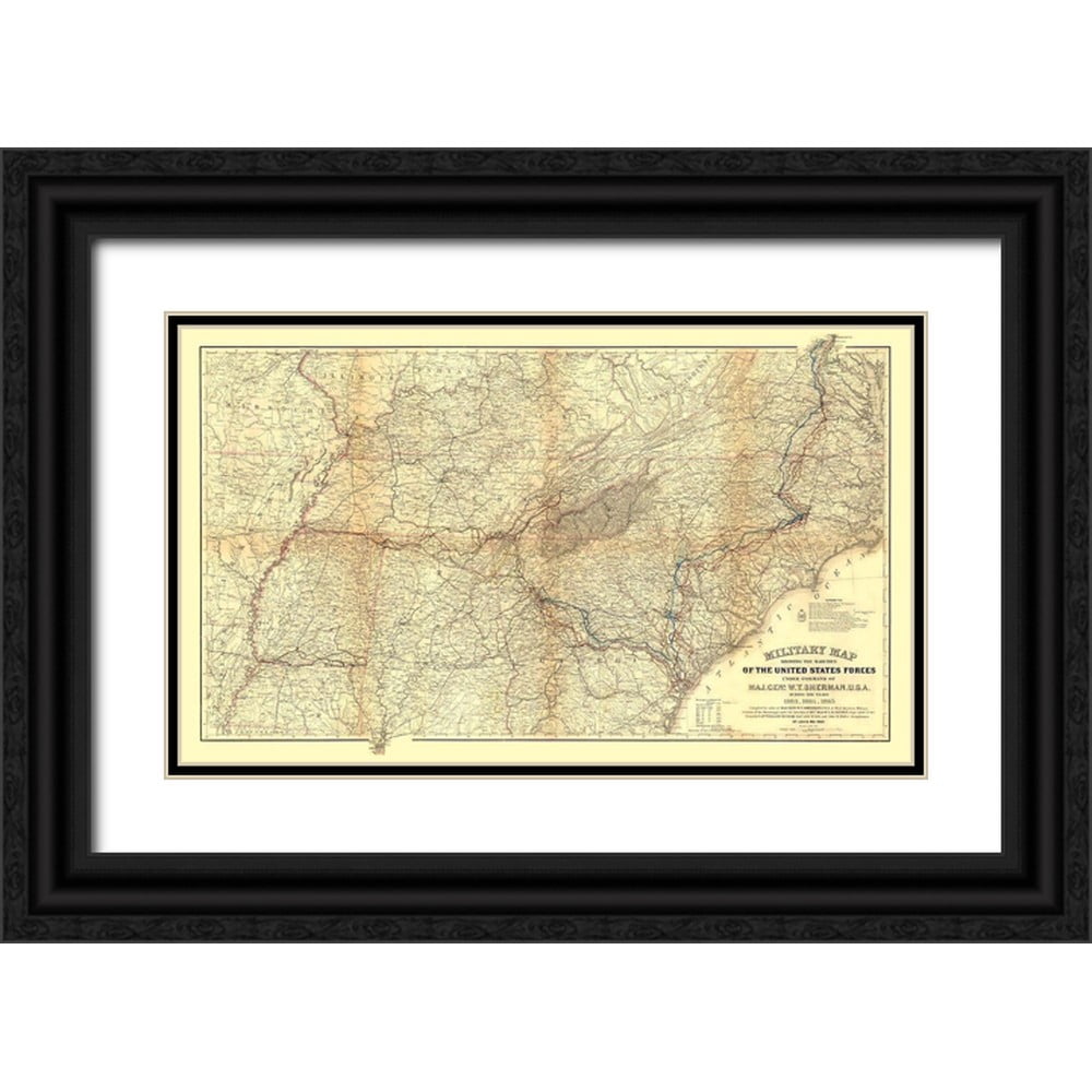 Sherman 24x16 Black Ornate Wood Framed with Double Matting Museum Art ...