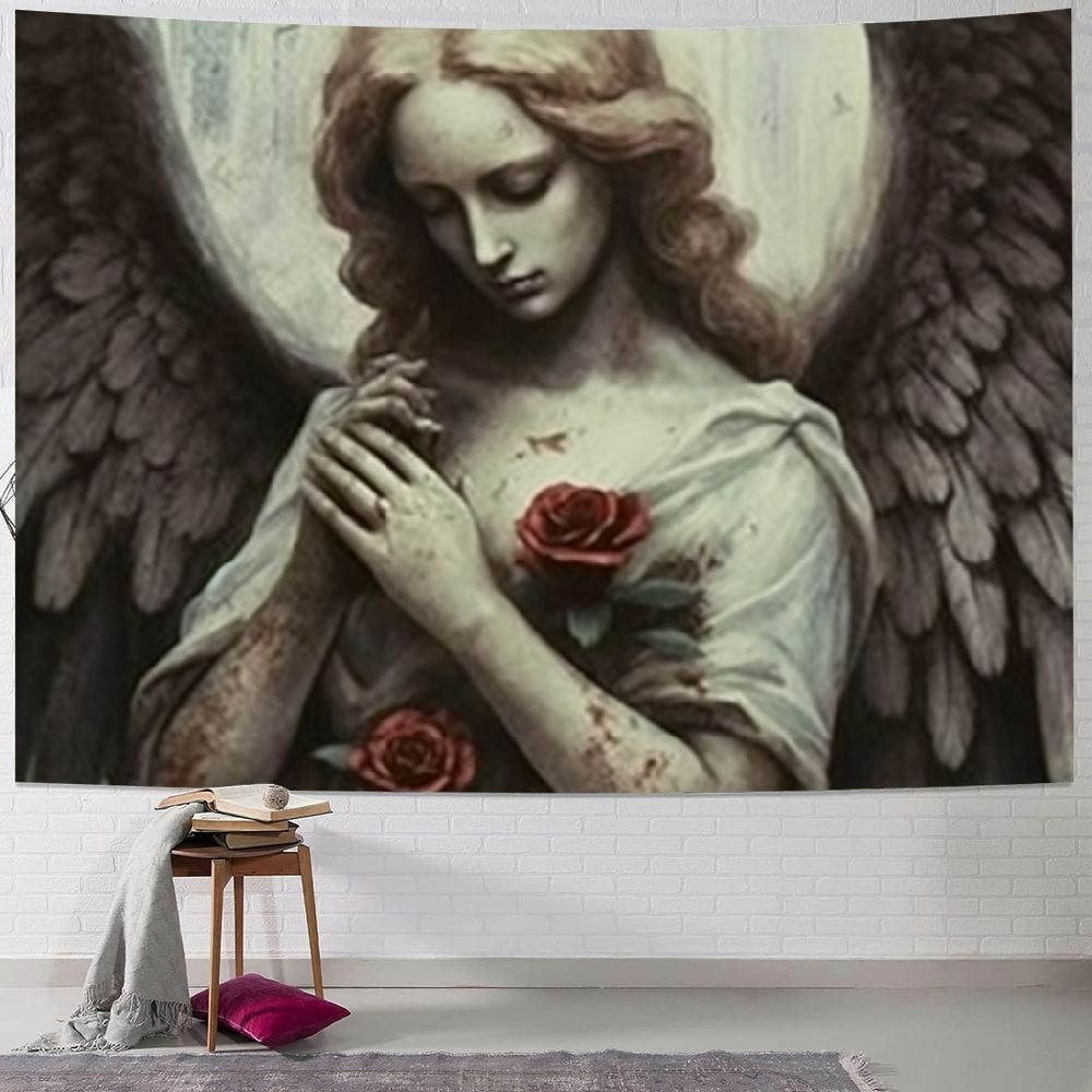 Sheronv Angel Wings Roses Tapestry Wall Hanging Unique Style Graphic ...