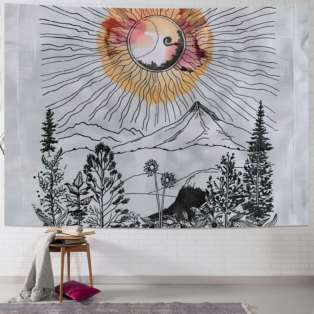 Sheronv Art Nouveau Sun Trees Tapestry Wall Hanging Unique Style ...