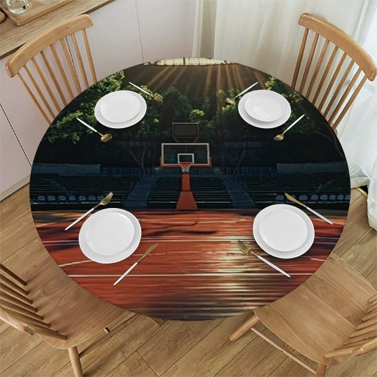 Sheronv Basketball Round Tablecloth Stain Resistant, Washable 100% ...