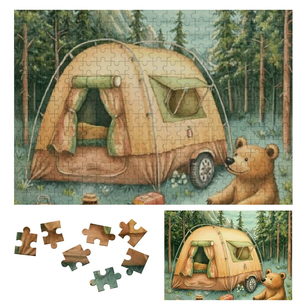 Sheronv Bear Camper Tent Wooden Jigsaw Puzzle Horizontal Impossible ...