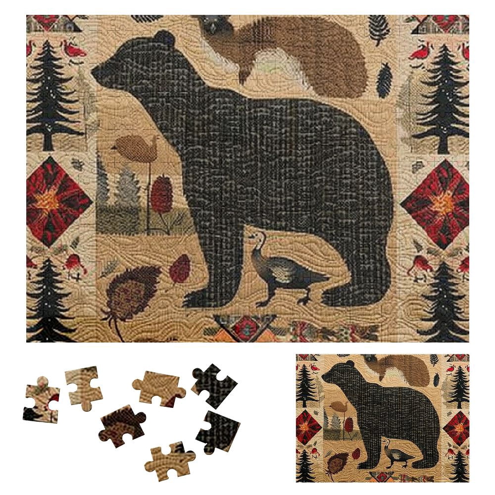 Sheronv Bear Goose Quilt Wooden Jigsaw Puzzle for Adults and Kids, Gift ...