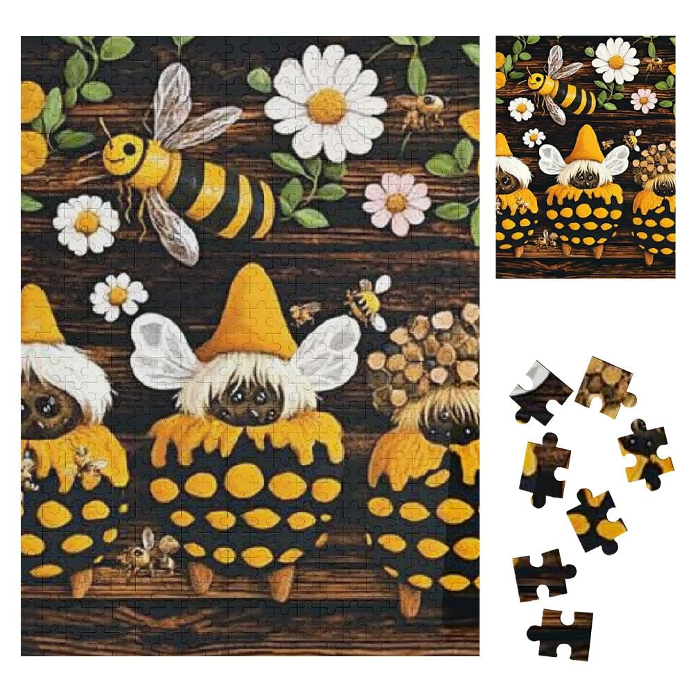 Sheronv Bees Beehive Flowers Wooden Jigsaw Puzzle Vertical Style Adults ...