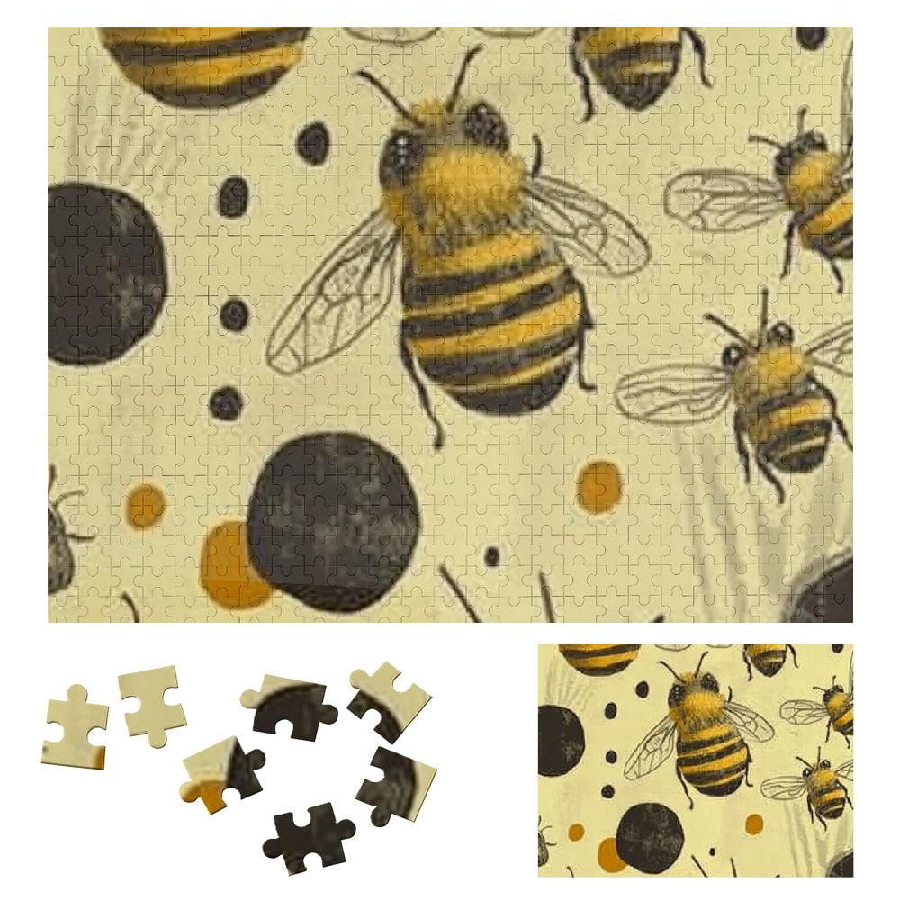 Sheronv Bees Honey Polka Dots Wooden Jigsaw Puzzle Horizontal Style ...