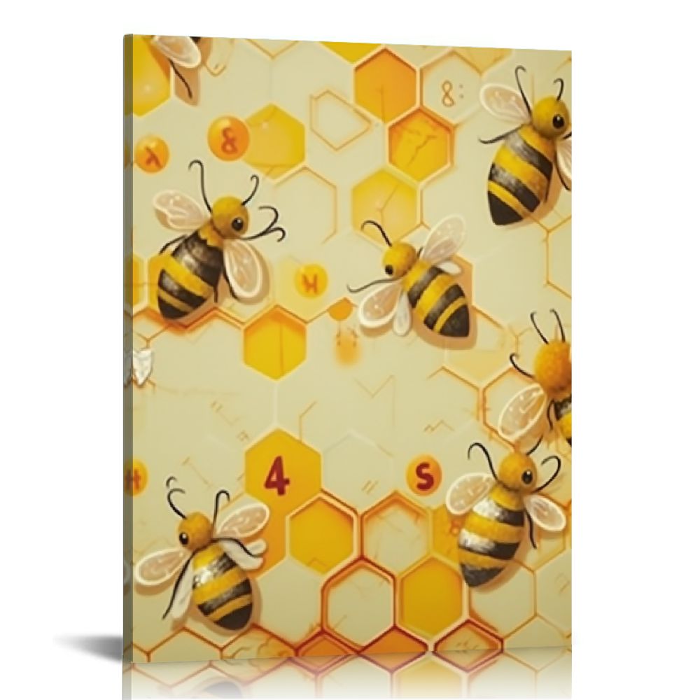 Sheronv Bees Honeycomb Numbers Fine Art Aesthetic Poster & Print Wall ...