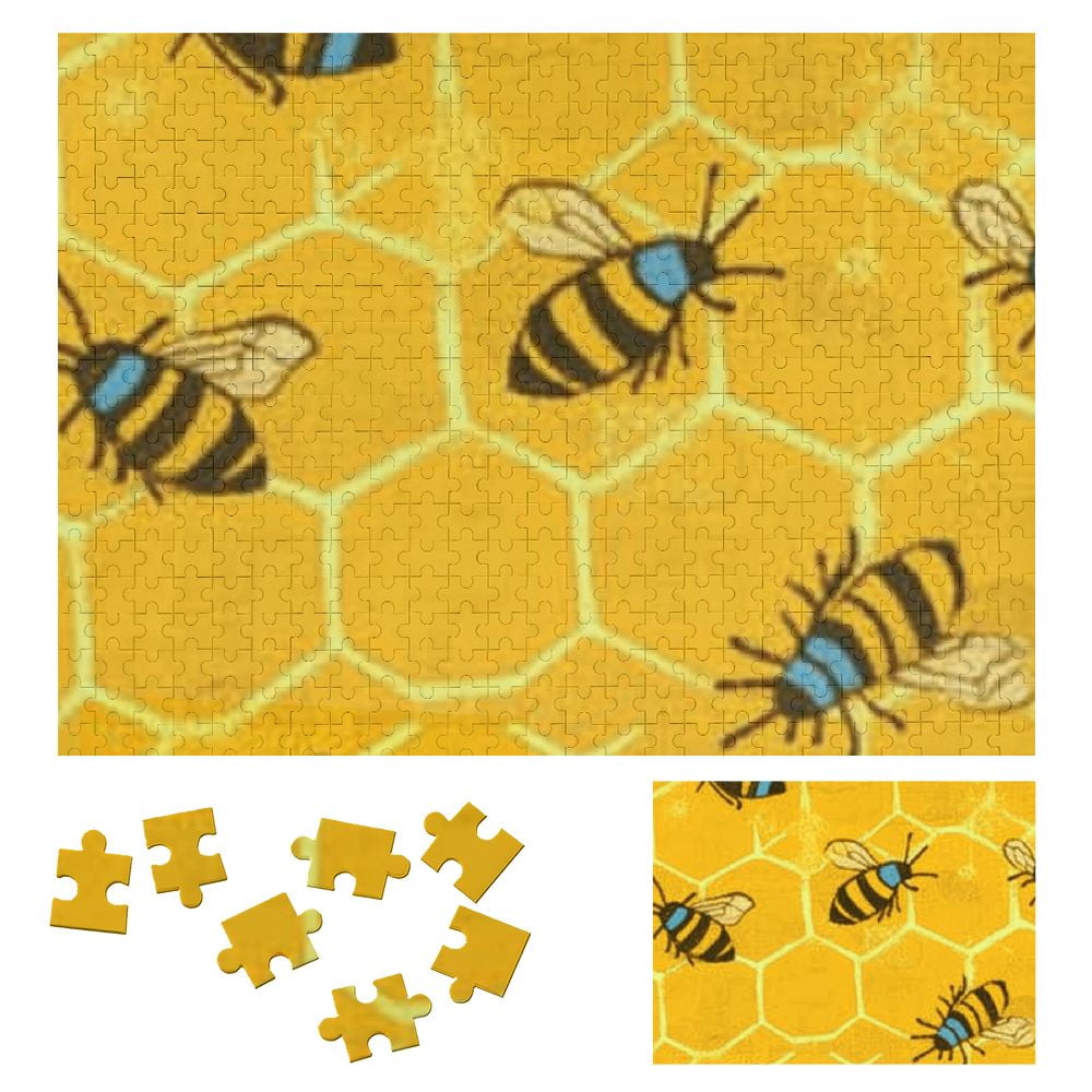 Sheronv Bees Honeycomb Pattern Wooden Jigsaw Puzzle Horizontal Style ...