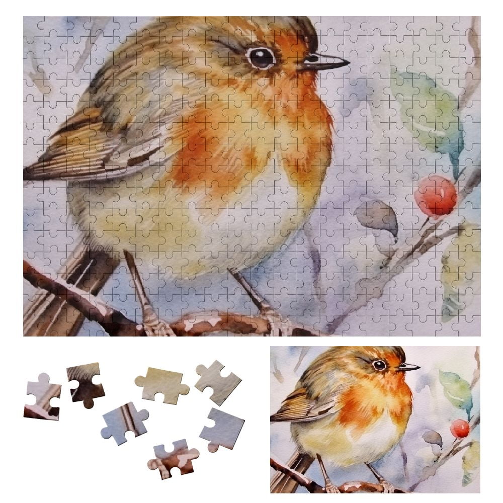 Sheronv Bird Branch Watercolor Wooden Jigsaw Puzzle Horizontal ...