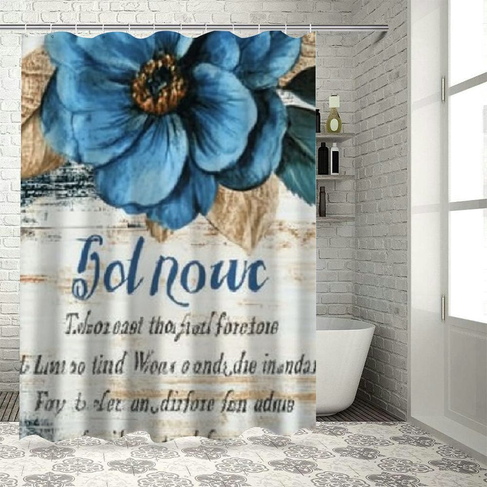 Sheronv Blue Flower Bible Verse Bathroom Decor Set Polyester Fabric ...