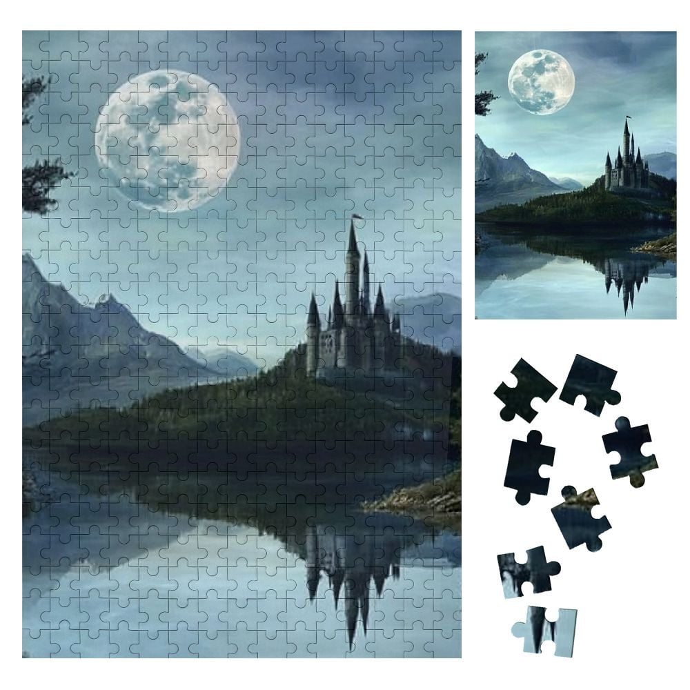 Sheronv Castle Moon Lake Wooden Jigsaw Puzzle Vertical Style Impossible ...