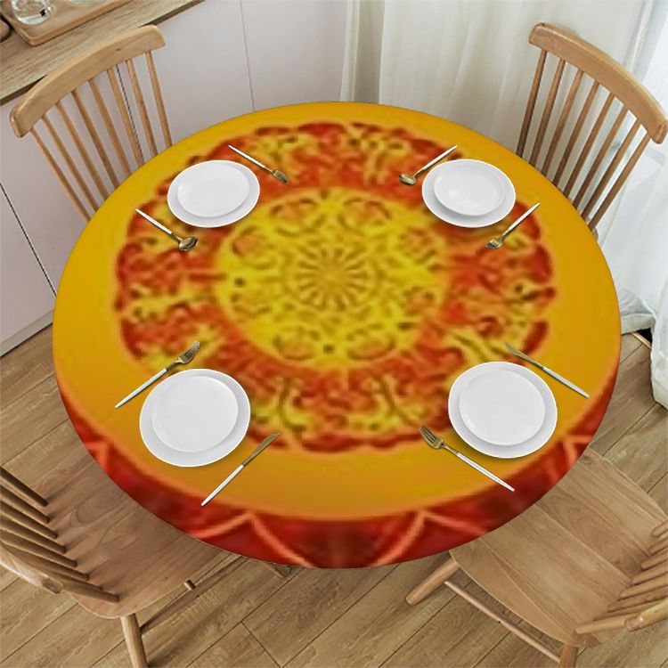 Sheronv Circular Design Round Table Cloth - Stain Resistant & Washable ...