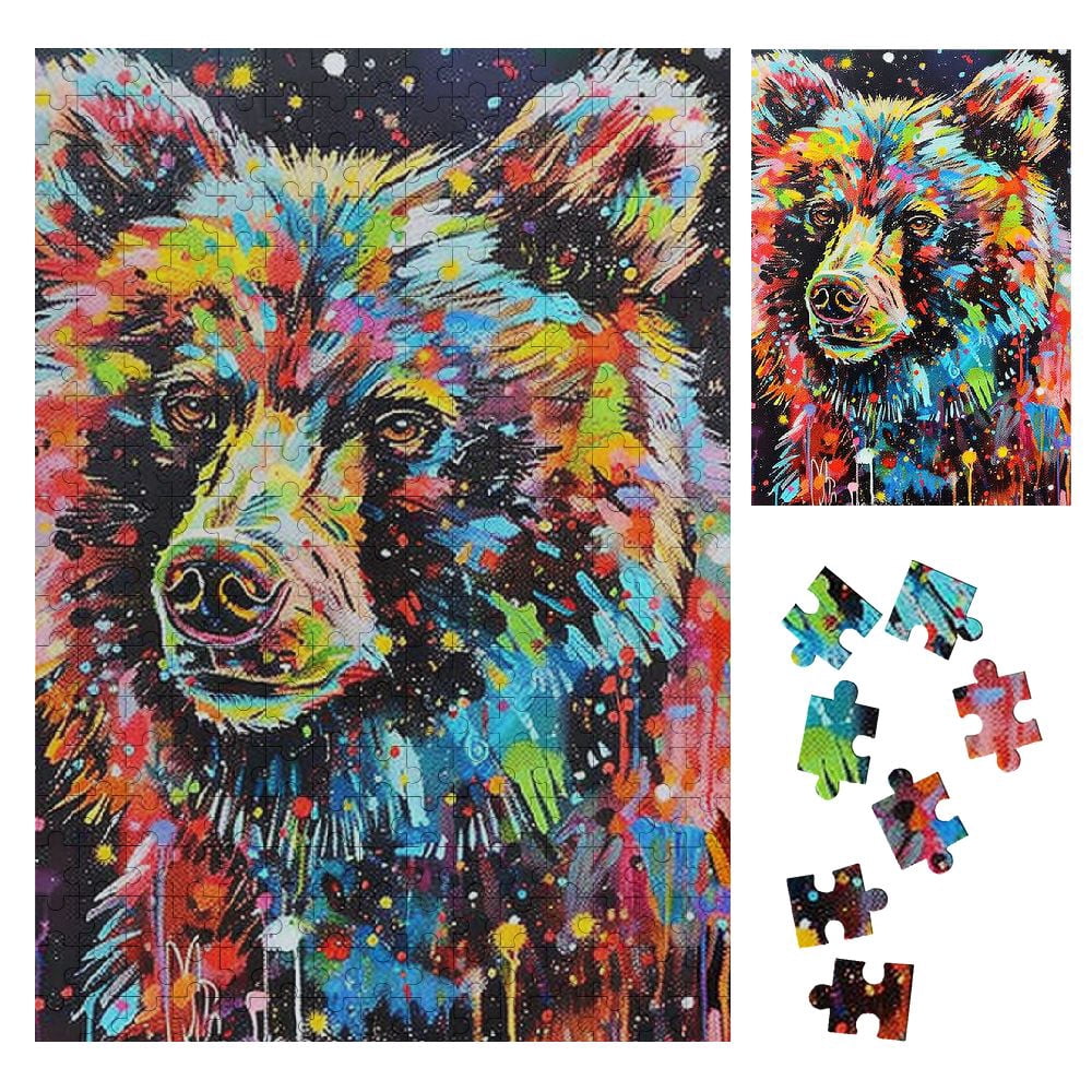Sheronv Colorful Paint Splatters Stars Wooden Jigsaw Puzzle Vertical ...